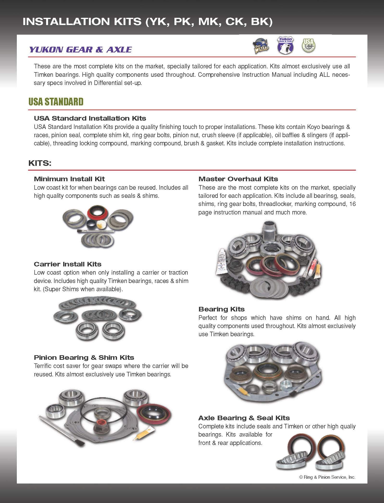 USA Standard Master Overhaul kit for '09 & down Ford 8.8" differential.