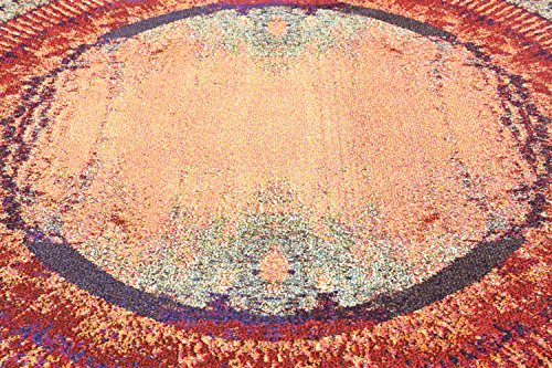 Unique Loom Estrella Collection Rustic, Distressed, Modern, Abstract Area Rug, 8 ft, Orange/Black