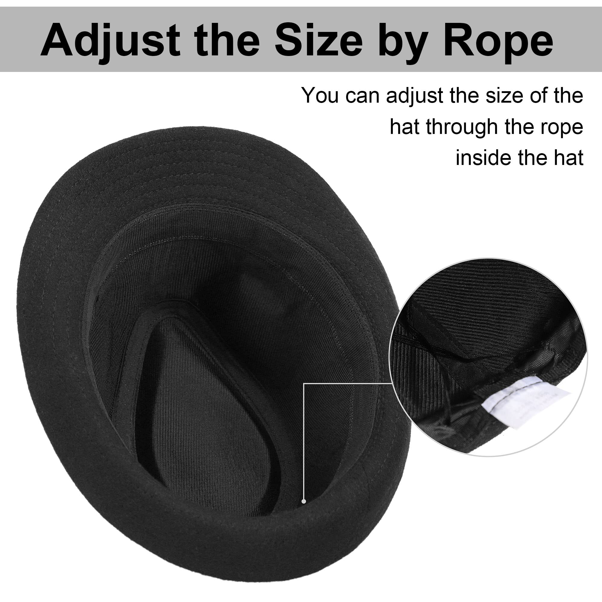 Simplicity Mens Hats Fedora Cool Teardrop Crown Fedora for Men Trilby Hat Pinstripe with Black Band Fedora for Women