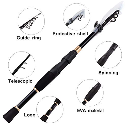 ZYZMH Telescopic Fishing Rods 1.8M 2.1M 2.4M Bass Hard Bait Casting Mini Portable Spinning Rod Fishing Tackle Tools (Size : 2.1m)