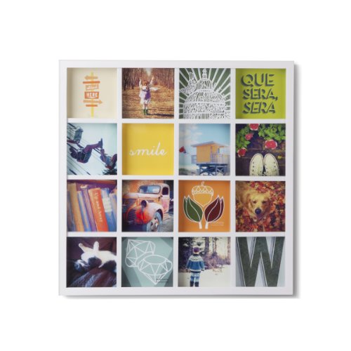 Umbra Gridart 4x4 Picture Frame β DIY Gallery Style Multi Picture Photo Collage Frame, Displays 16 Square 4 by 4 inch Photos, Illustrations, Art, Graphic Text & More, White
