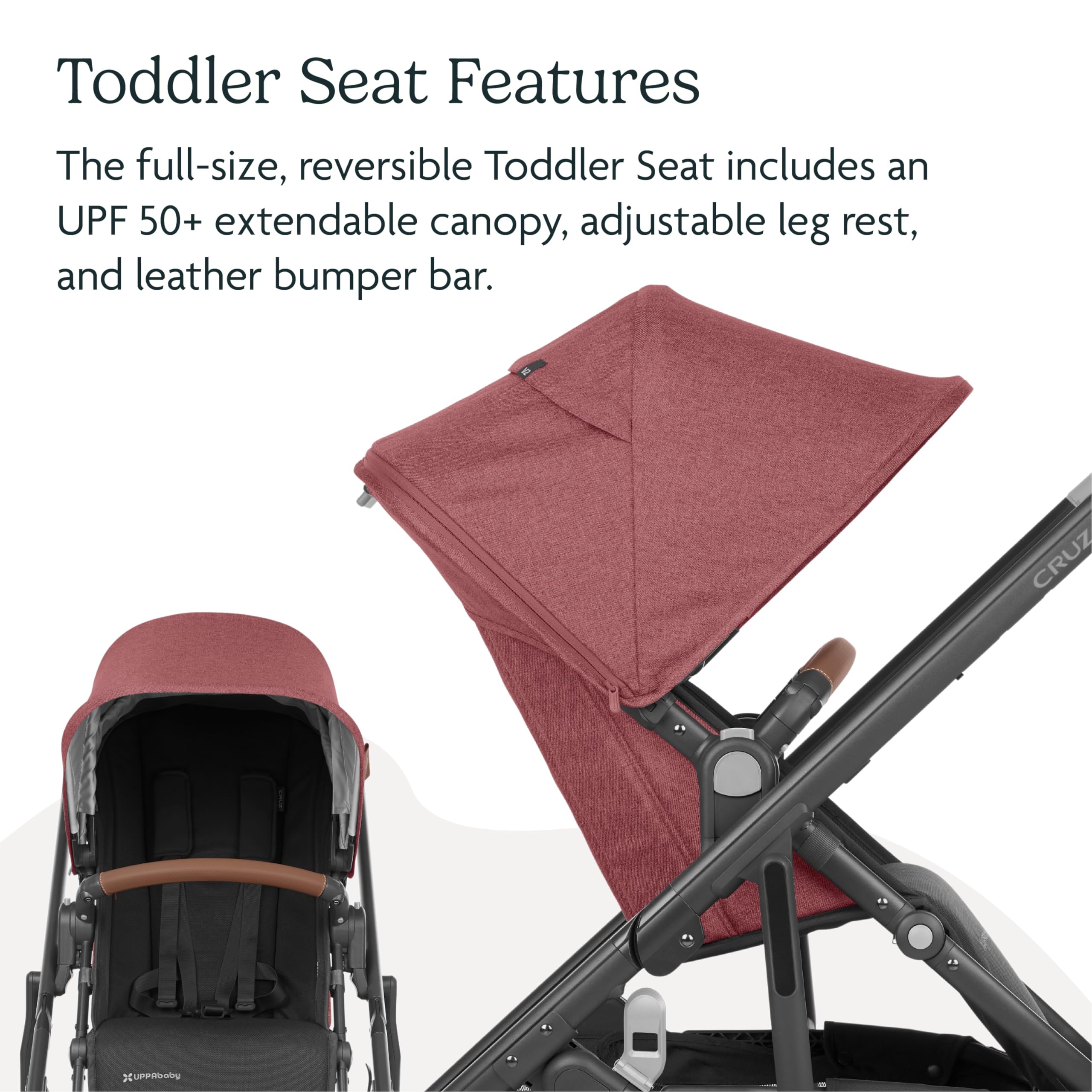 UPPAbaby Cruz V2 Stroller/Full-Featured Stroller with Travel System Capabilities/Toddler Seat, Bumper Bar, Bug Shield, Rain Shield Included/Gregory (Blue Mélange/Silver Frame/Saddle Leather)
