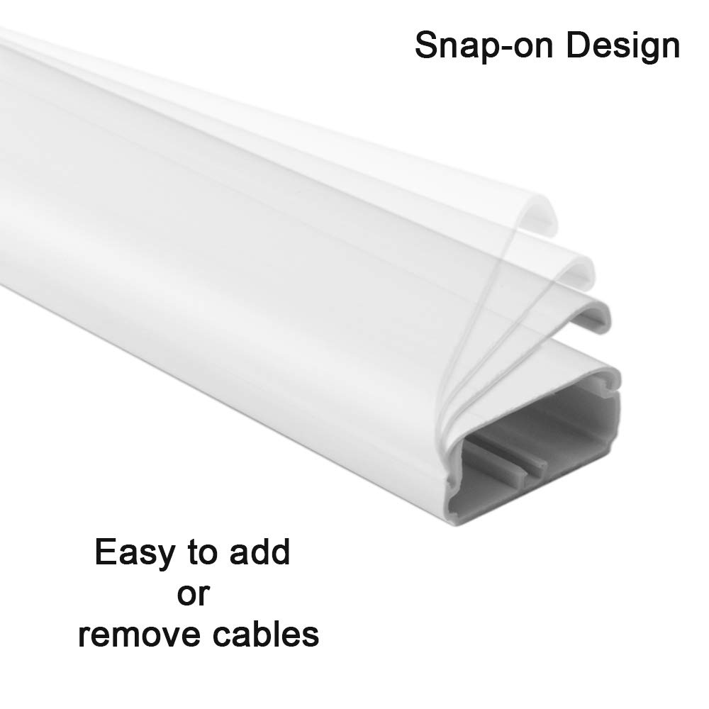 TV Cord Cover, 36 inch Cable Concealer for Wall Mount TV System, Paintable Cable Management Raceway to Hide Wires, W1.6 x H0.8,White