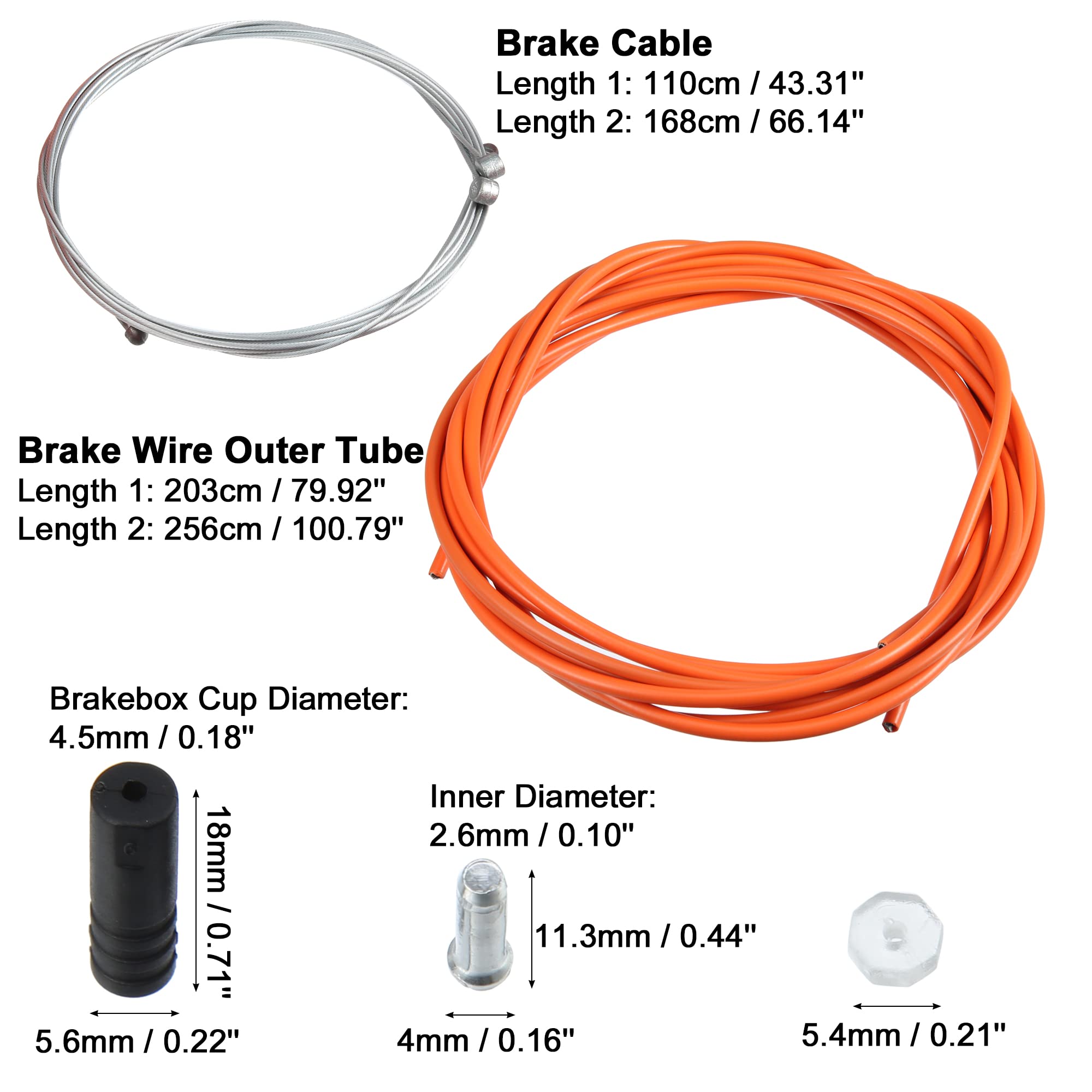X AUTOHAUX 1 Set Universal Bicycle Shift Derailleur Cable and Brake Cable Kit for Bicycle Mountain Road Bike Orange