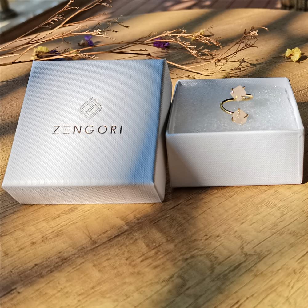 ZENGORI Irregular Natural Amazonite Adjustable Ring Healing Crystal Stone Ring ZG0447-AMZ