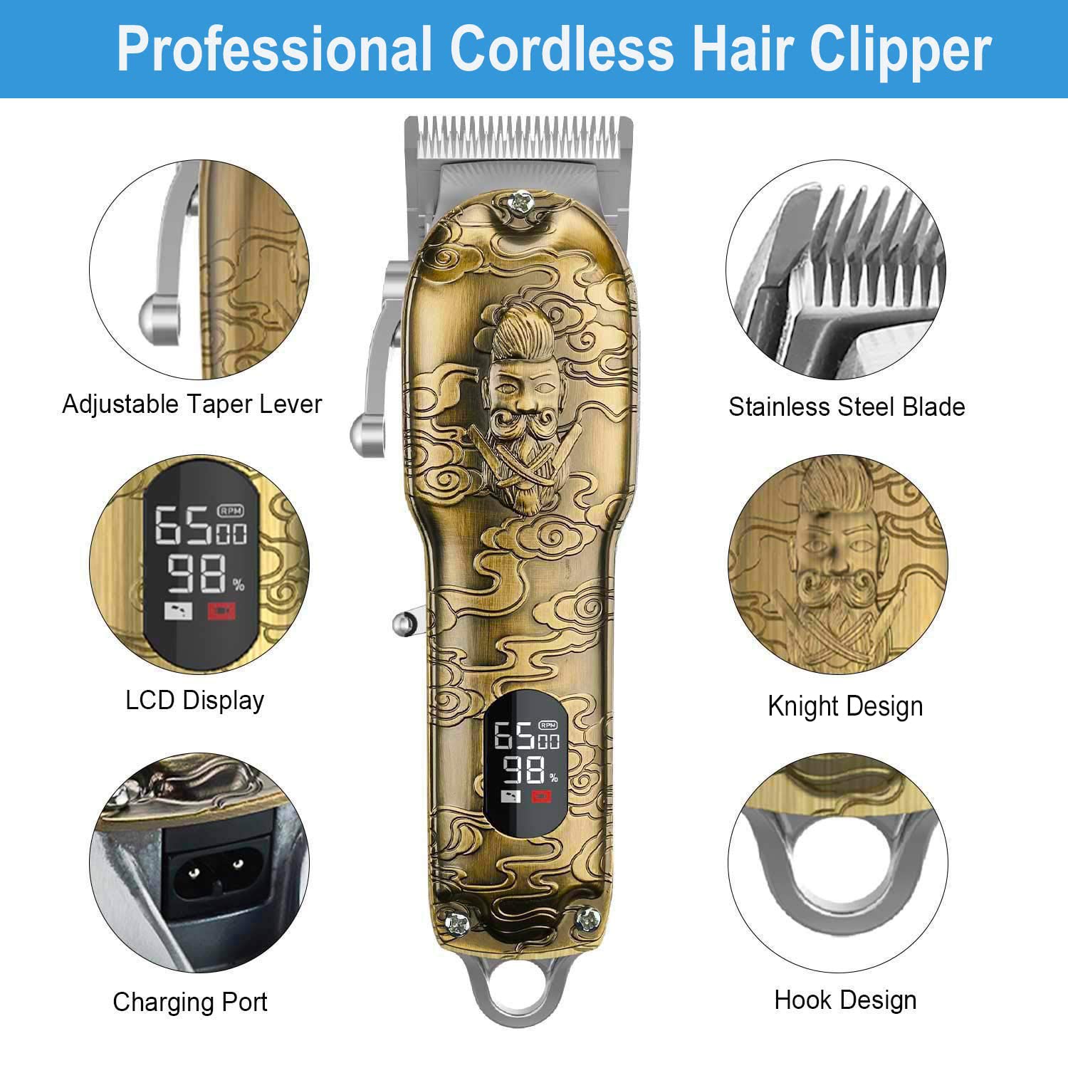 Suttik Hair Clippers for Men Professional, Cordless Barber Clippers for Hair Cutting, Beard Trimmer Hair Cutting Kit with LED Display