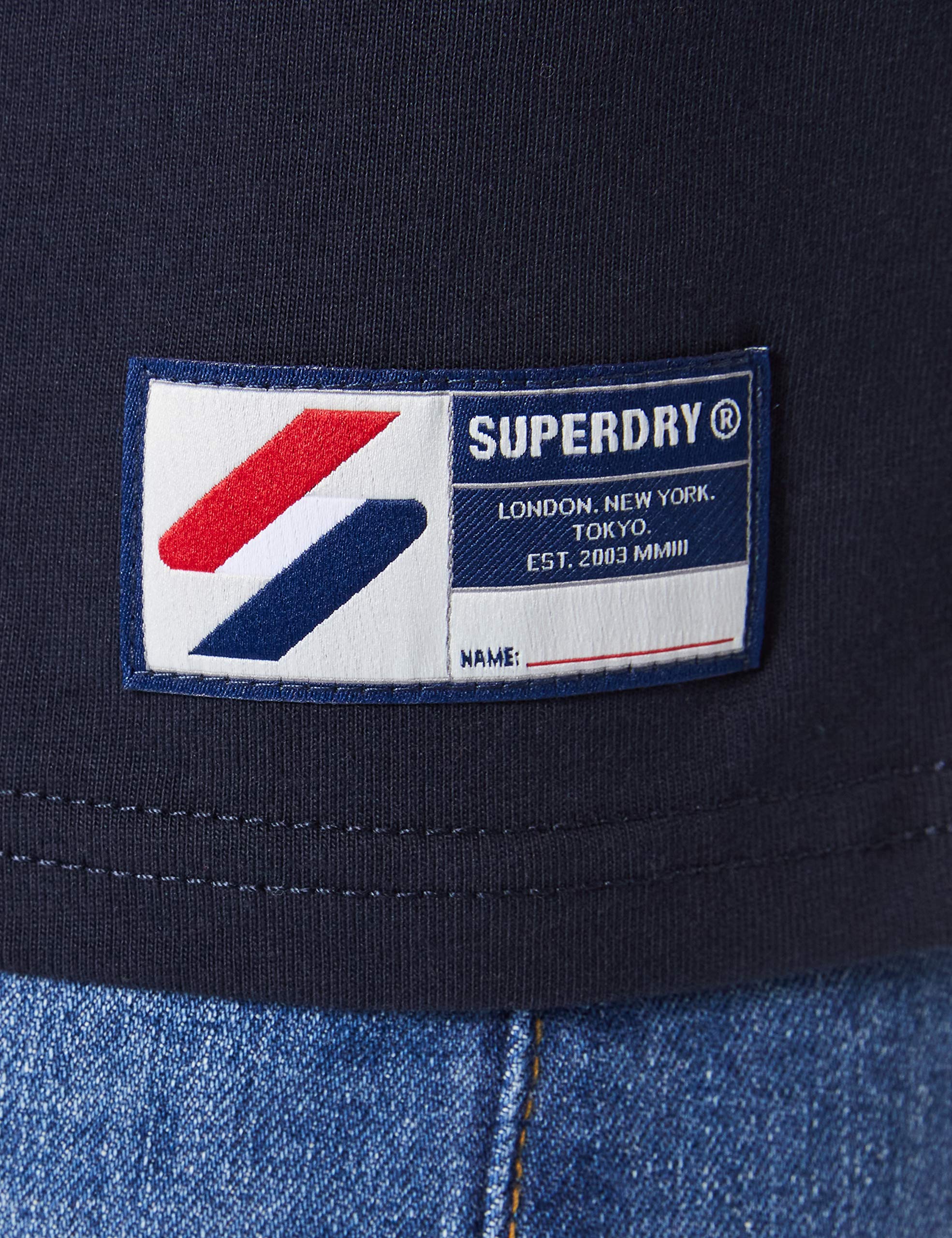 Superdry Mens Classic Stacked Logo Loose T-Shirt, Loose Fit, Crew Neckline Deep Navy Size M