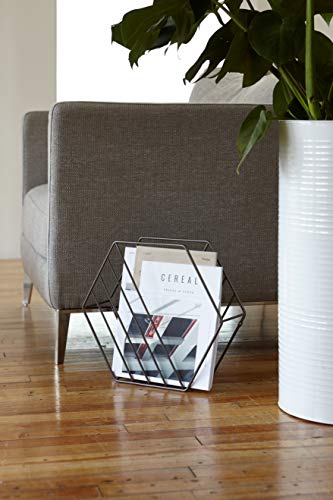 Umbra Zina Magazine Rack & Record Holder, Perfect for Vinyl Record Storage, Stands or Mounts to Wall, Titanium