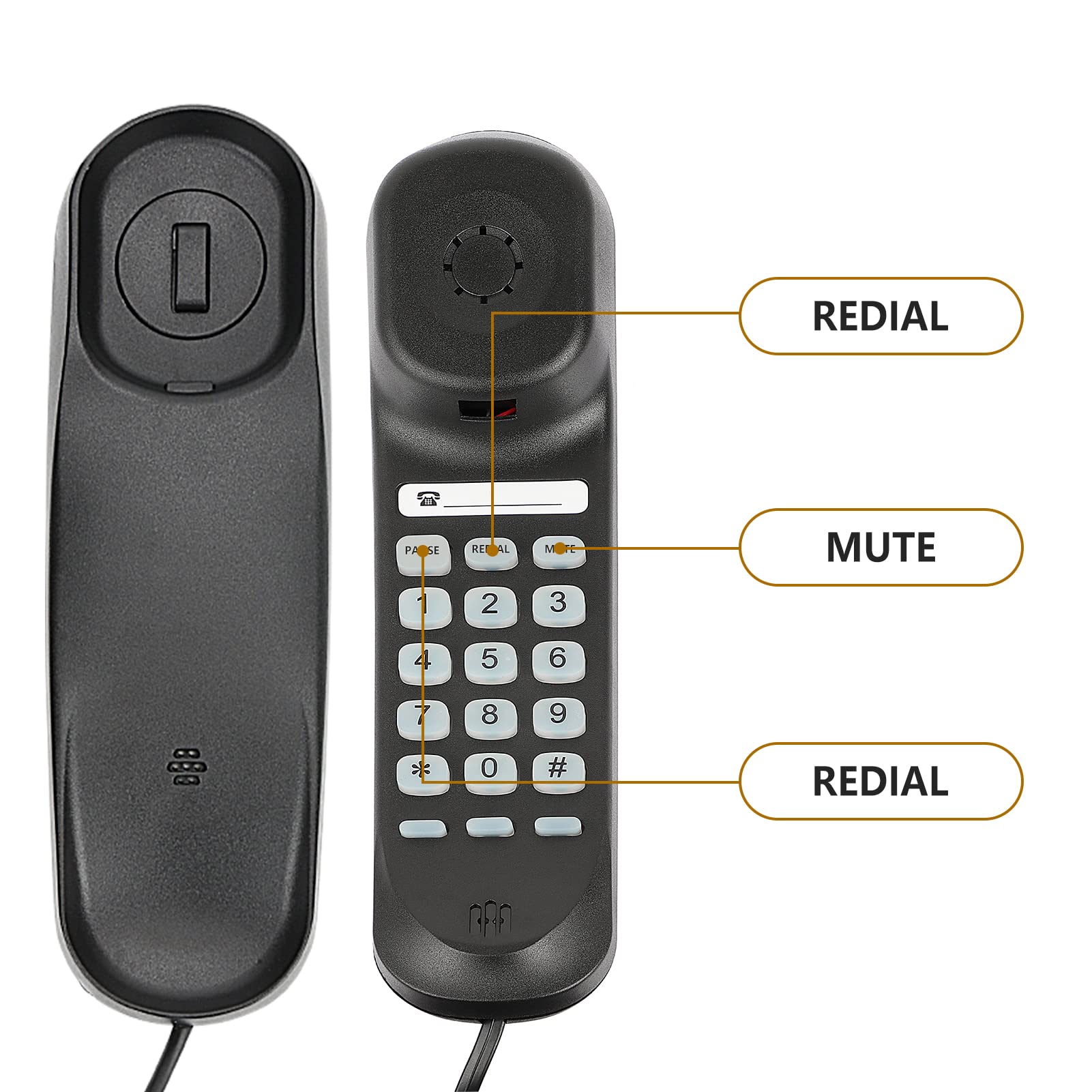 Uvital Hotel Telephone, Fashion & Simplicity, Clear Call, No Need Battery, One Key Redial, Flash, Pause, Hold, Reset, Easy to Operate, Space Saving, Load Ring Tone, Desktop Phone