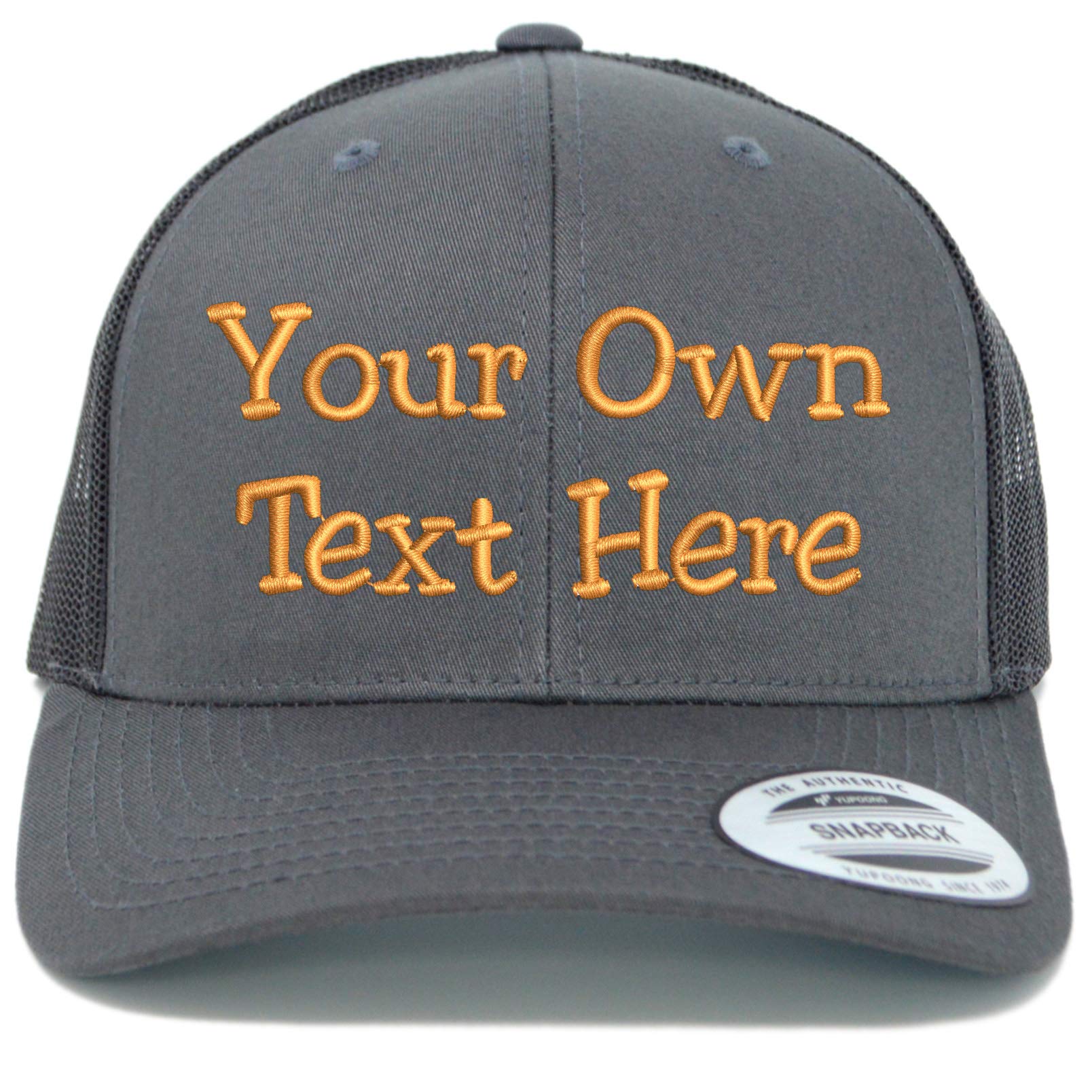Yupoong YP Classics™ Embroidered Custom Hat Trucker Baseball Cap Snapback Adjustable Men Women Mesh Dad Cap Hat (Charcoal Black)