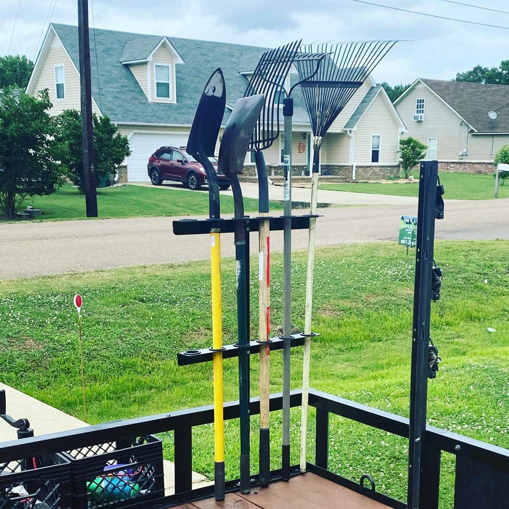 vikofan Landscape Hand Tool Rack - Trailer Shovel Racks for Lawn Equipment Holds 6 Tools Simplify Your Truck Organization