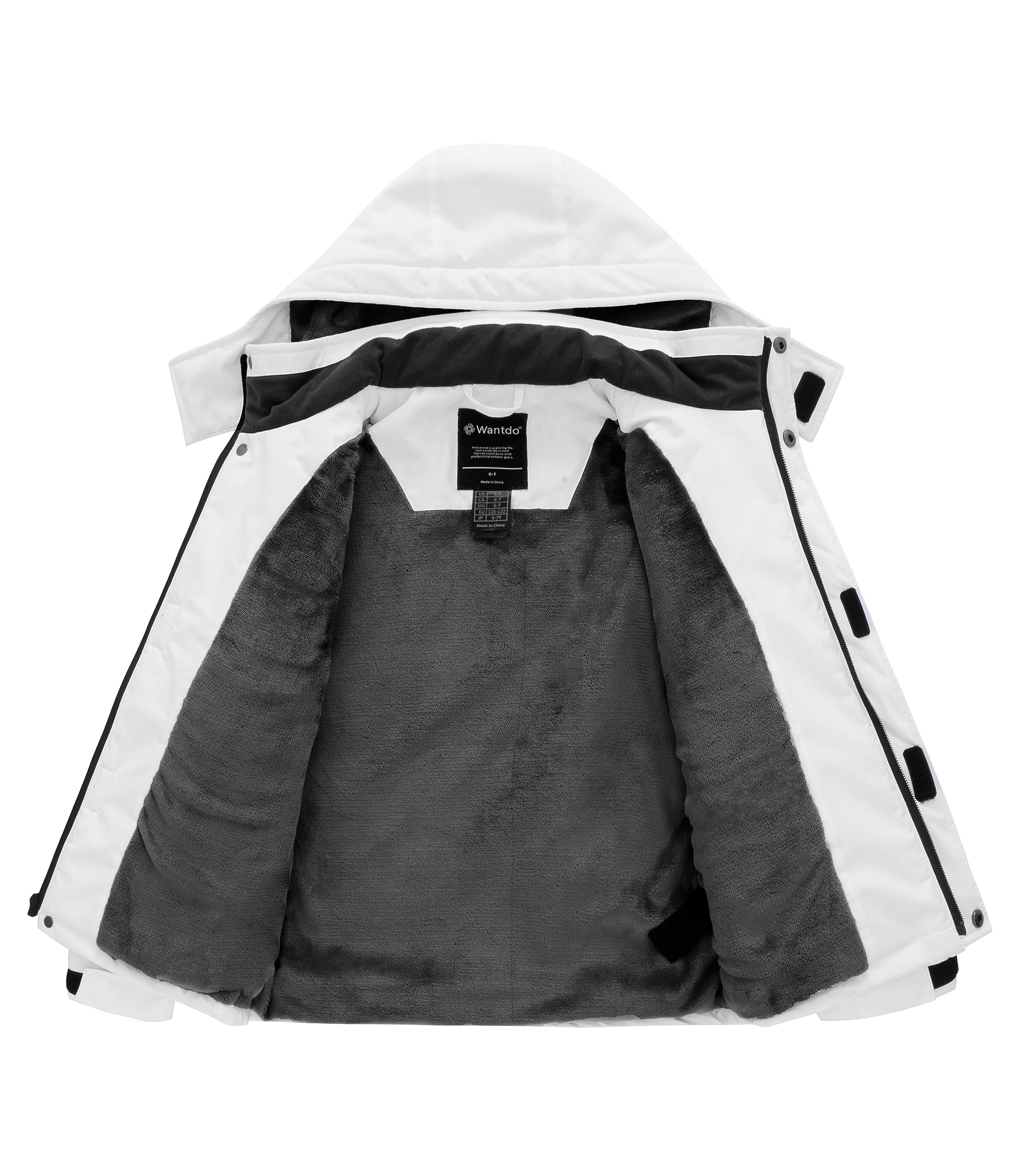 wantdo Boy's Waterproof Warm Winter Snow Coat Thick Outwear Hiking Jacket White 14/16