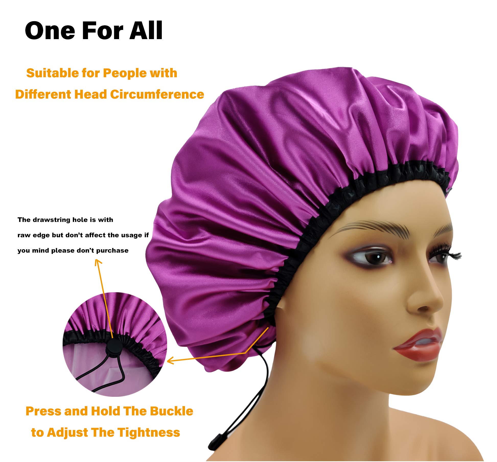 UWEIVV 2 Pack Hedgehog Shower caps for Women Silky Satin Lined Shower Cap Double Layer Waterproof Resuable