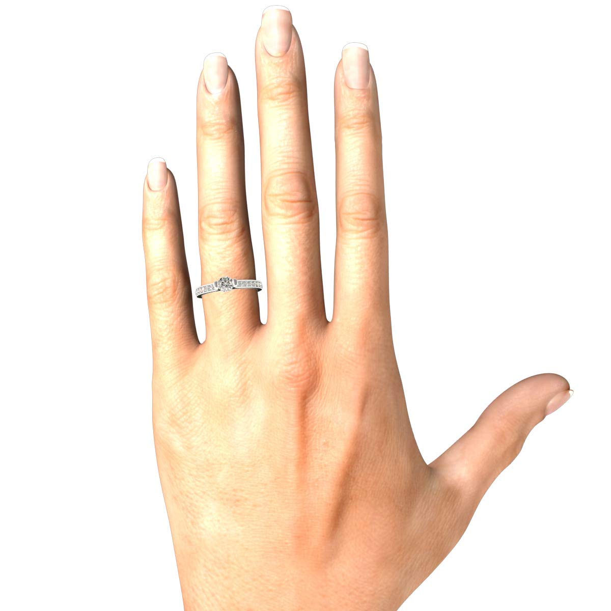 VAARYA 2/3 Ctw GH/SI2-I1 AGS Certified 14K White Gold Natural Diamonds Engagement Ring