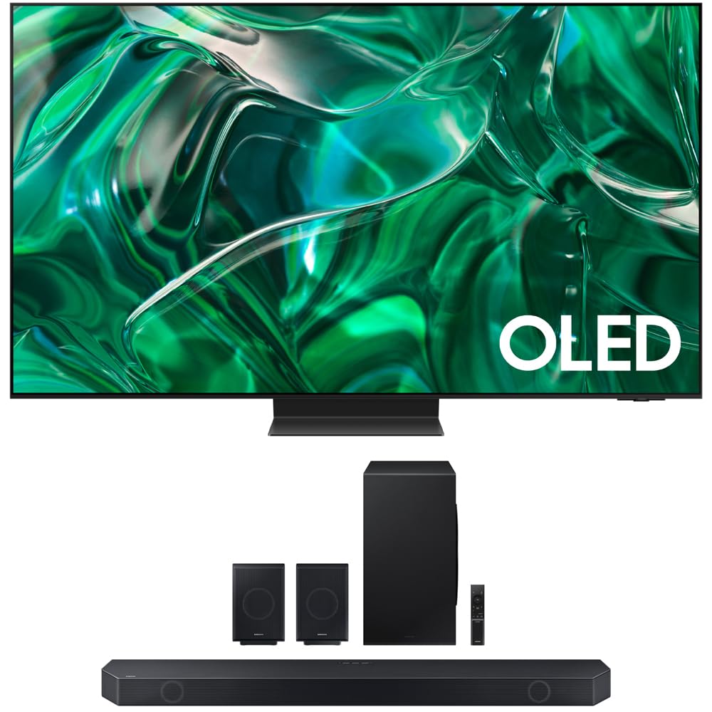 SAMSUNG QN65S95CAFXZA 65 inch HDR Quantum Dot OLED Smart TV 2023 Bundle 11.1.4 ch. Wireless Dolby Atmos HW-Q990C Soundbar and Rear Speakers