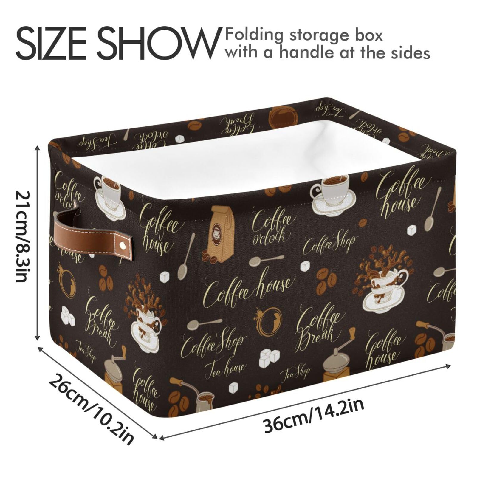 Tea Coffee Storage Basket Bins Decorative Toy Organizer Bins Laundry Hamper Baskets with Handles for Home Boys Girls Office Closet Shelf Nursery Baskets,1 pcs