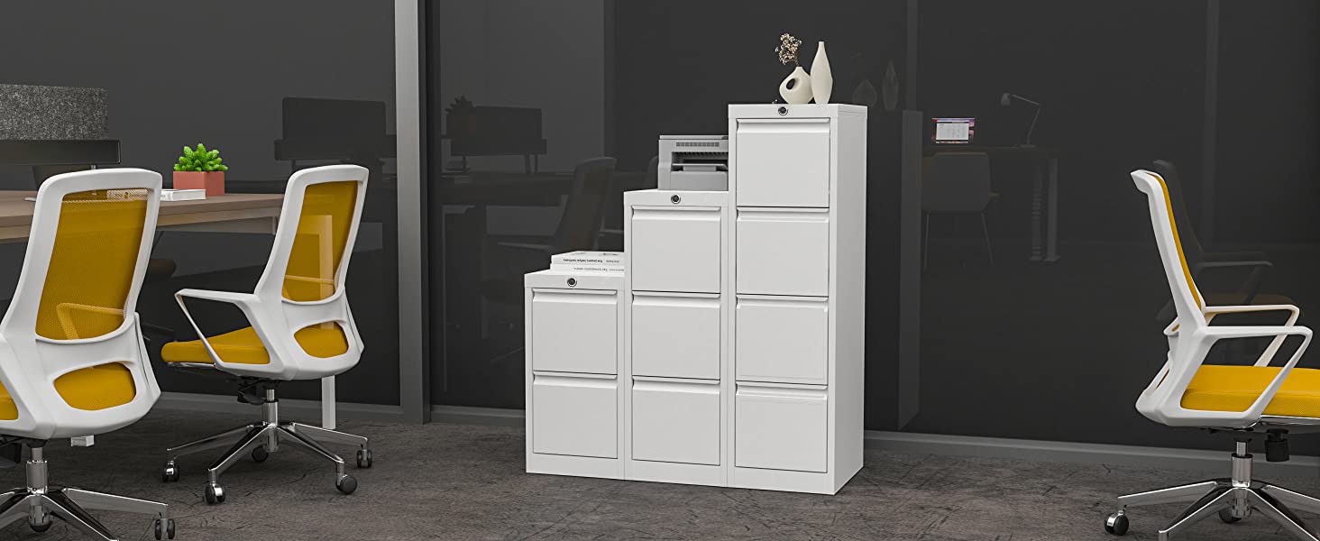 SUXXAN Metal Letter File Cabinets with Lock,2 Drawer Steel Deep Vertical File Cabinet for Legal Size, W14.96”x D17.72”x H28.7”, Assembly Required(White, 2 Drawer)
