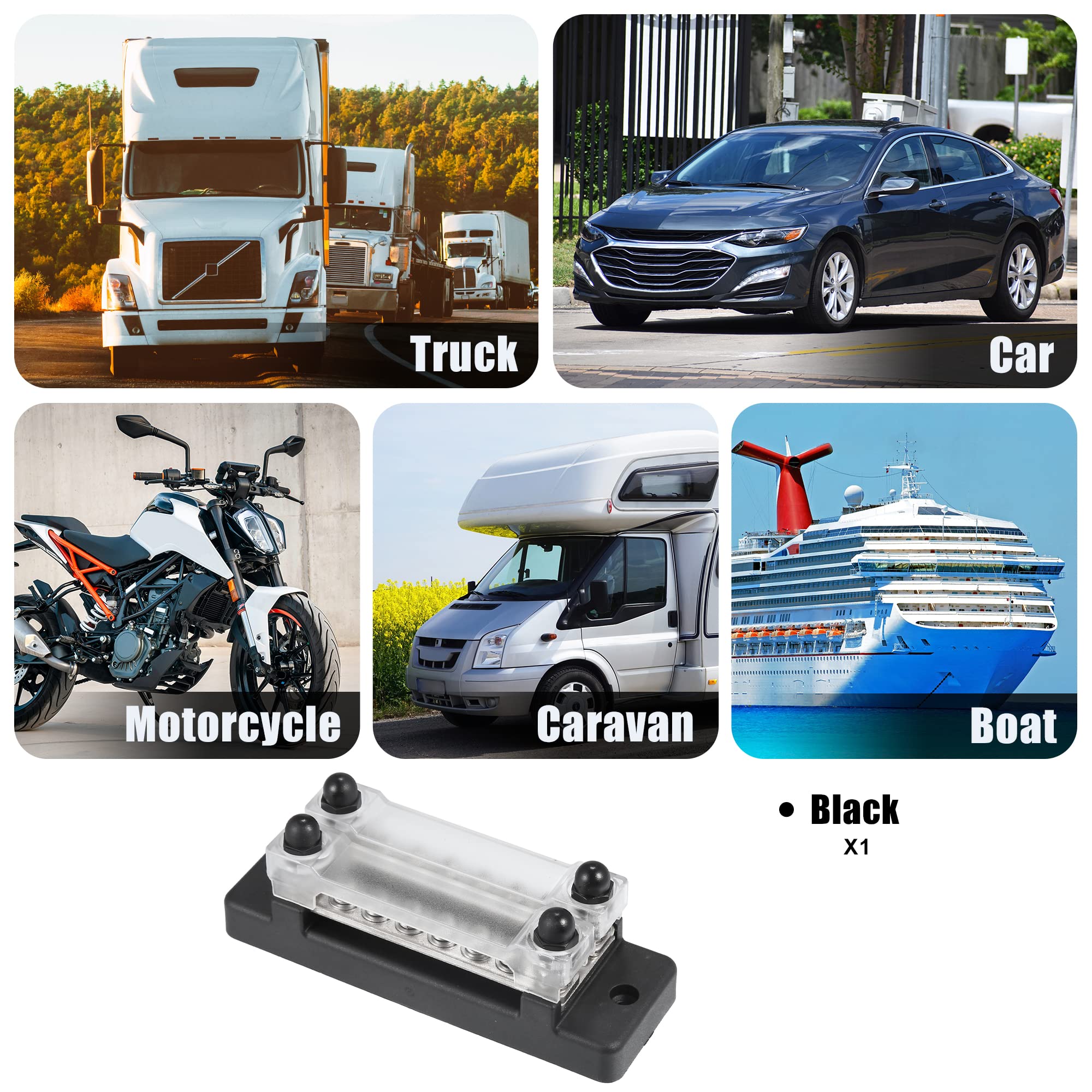X AUTOHAUX Dual 6 Way Terminal Bus Bar Ground Power Distribution Terminal Block Battery Bus Bar 150A Bus Bar Block with Cover for Auto Marine Car
