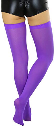 ToBeInStyle Women's Nylon Thigh High Schoolgirl Opaque Stockings (Purple)