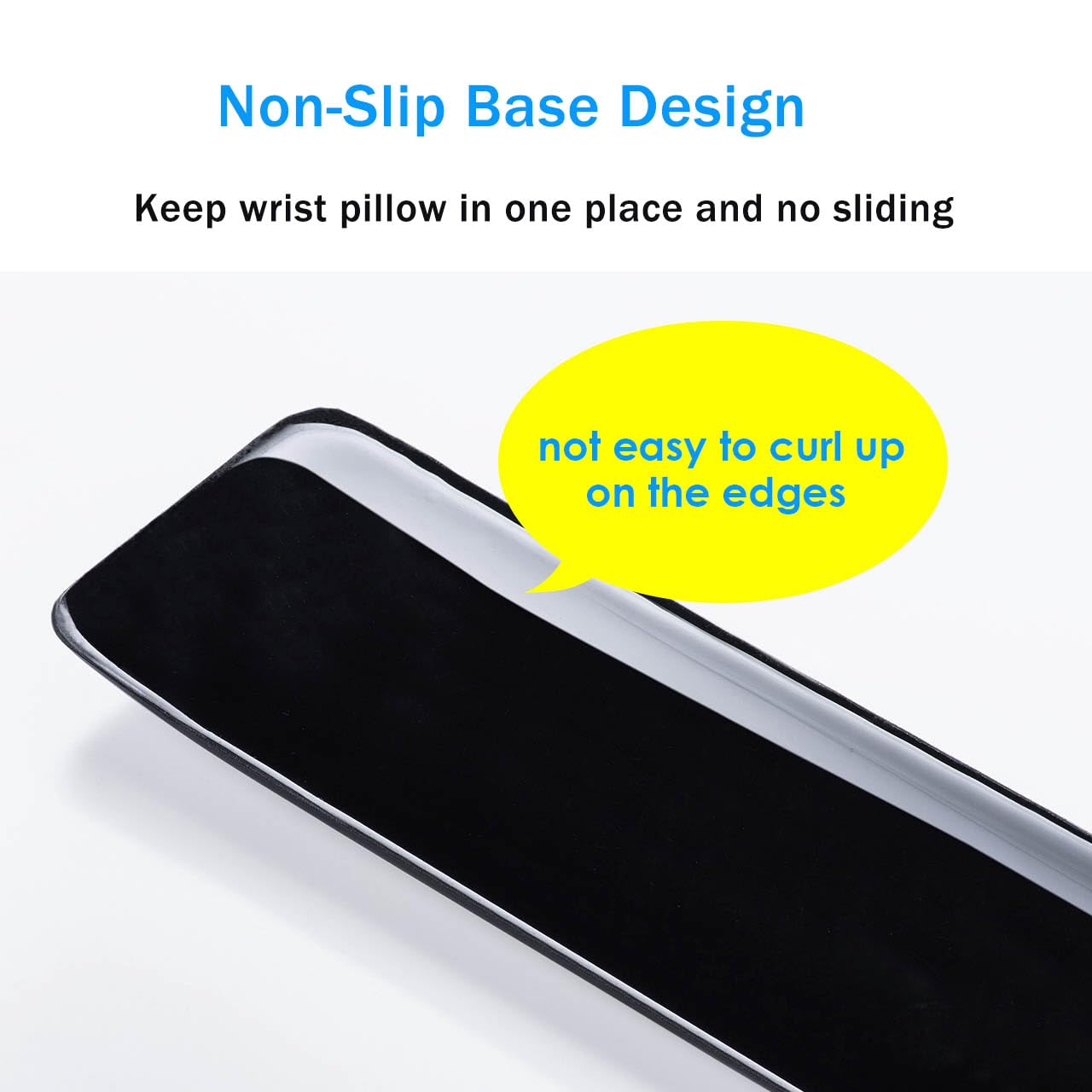 SANWA Gel Mouse Wrist Rest, PU Leather Ergonomic Wrist Support for Mouse, Pain Relief Wrist Cushion, Non-Slip Wrist Pillow for Computer, Laptop, Office, Gaming, Black, 6.7x2.7x0.75 inch