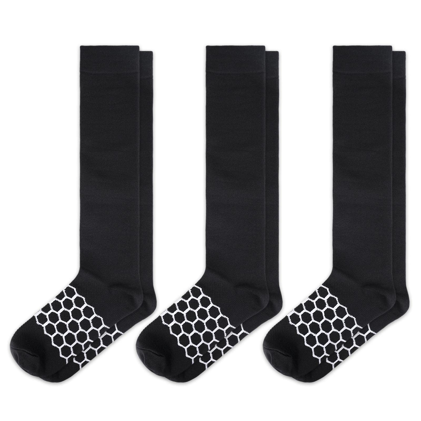 XAIVEZL 3 Pairs Compression Socks for Women Plus Size Compression Socks Wide Calf Support for Pregnant Circulation XXL