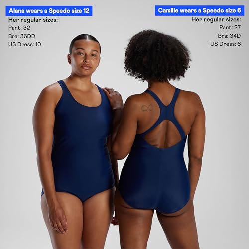 Speedo Women's Swimsuit One Piece PowerFlex Ultraback Solid Speedo Navy, 10