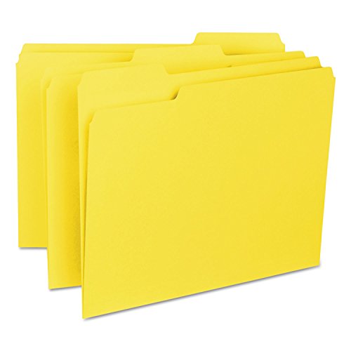 Smead Interior File Folder, 1/3-Cut Tab, Letter Size, Yellow, 100 per Box (10271)