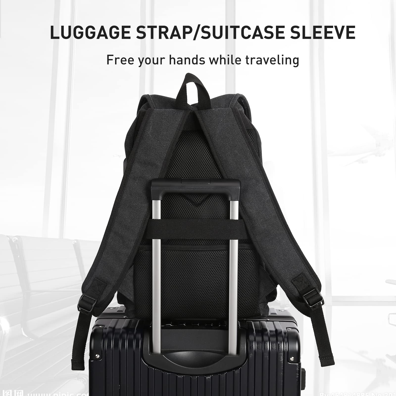SYCNB Canvas Vintage Backpack for Men Women,Travel Laptop Backpack with USB Charging Port,Rucksack Fits 15.6 Inch Laptop