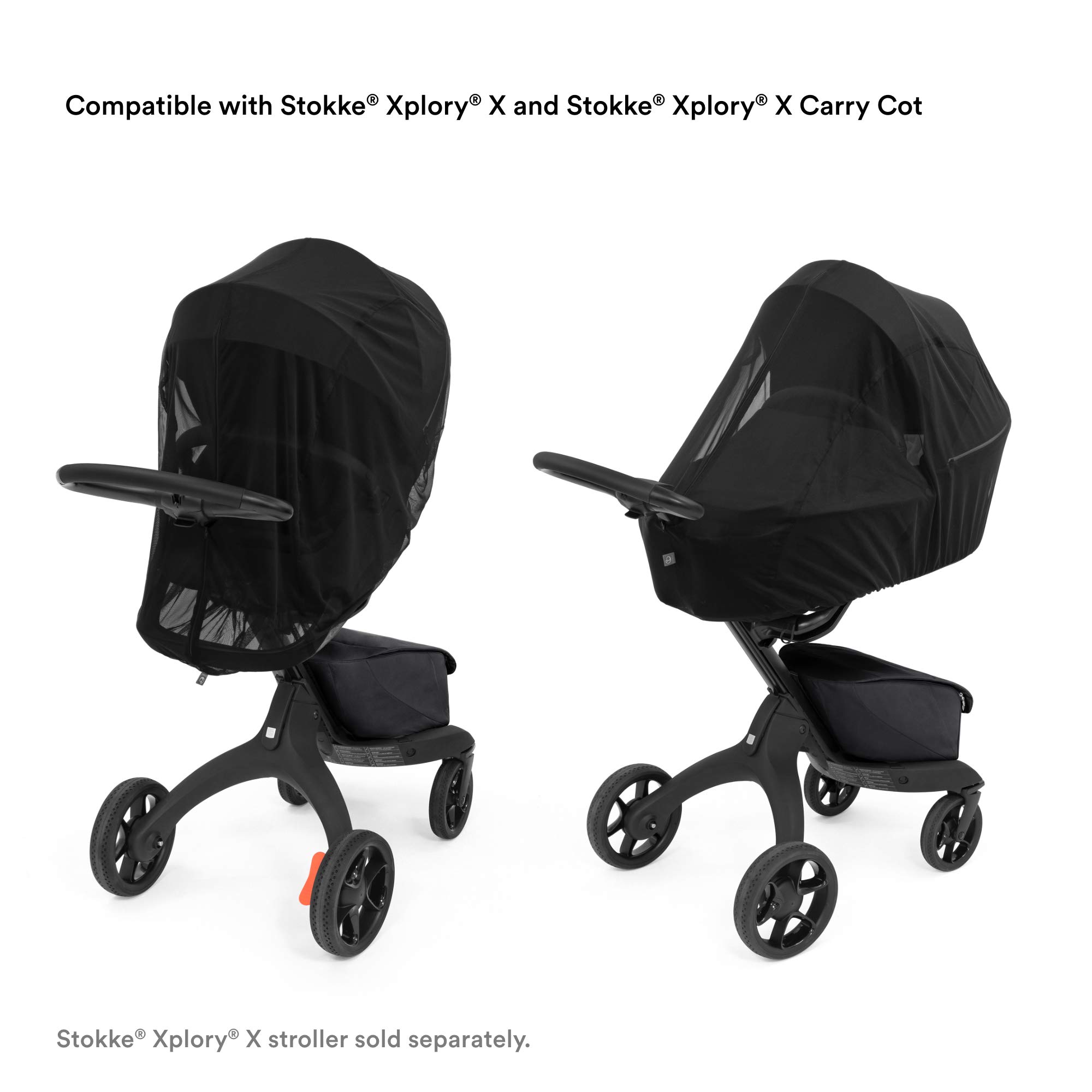 Stokke Xplory X Mosquito Net, Black - Protects Baby from Insects - Made with Breathable Mesh - Easy to Use, Transport & Store - Folds Into Integrated Accessory Bag