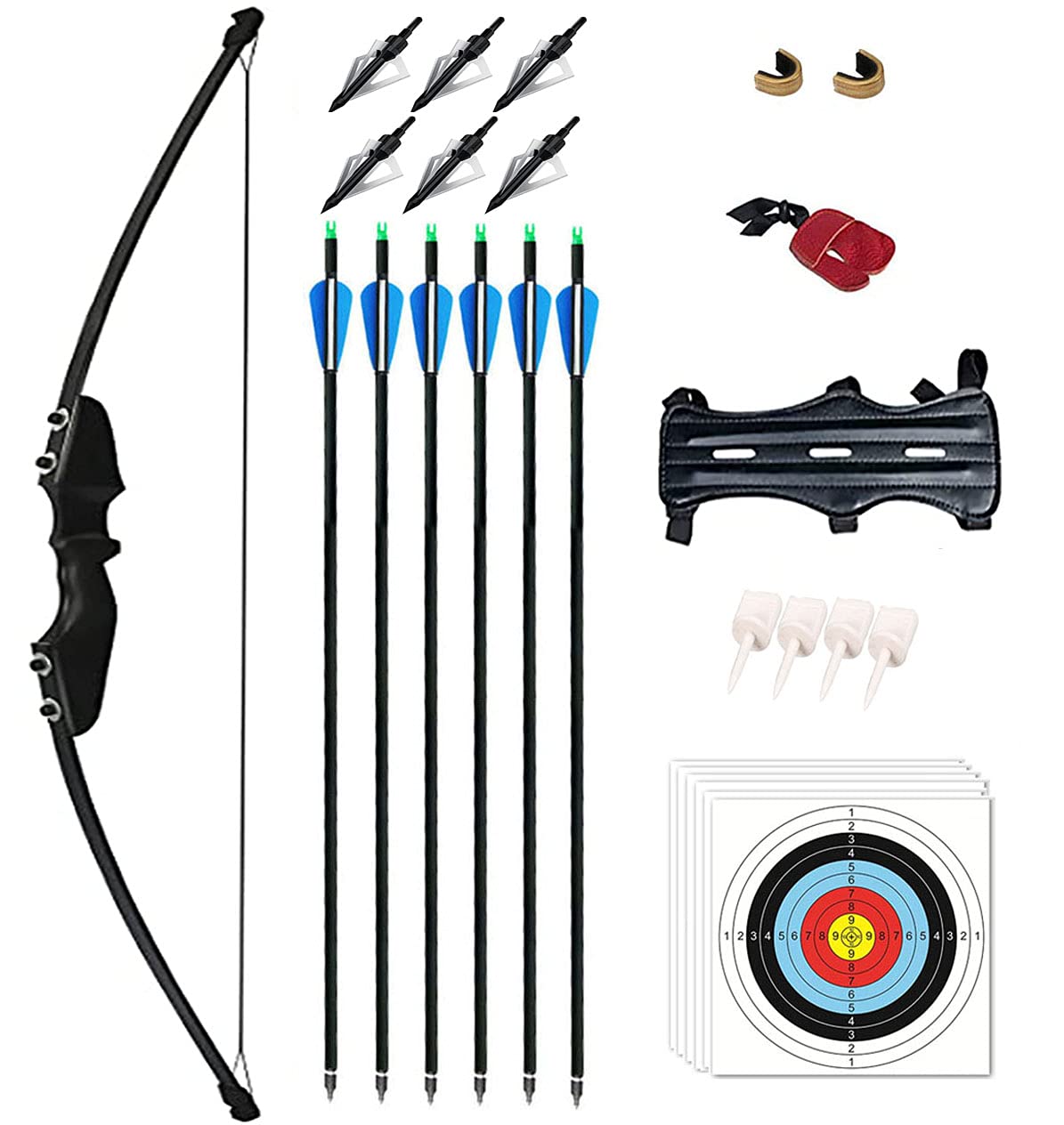 Vogbel Archery Takedown Recurve Bow and Arrows Set 30lb 40lb Right Hand Longbow Kit Straight Bow for Adults Beginner Shooting Training (Black, 40lb)