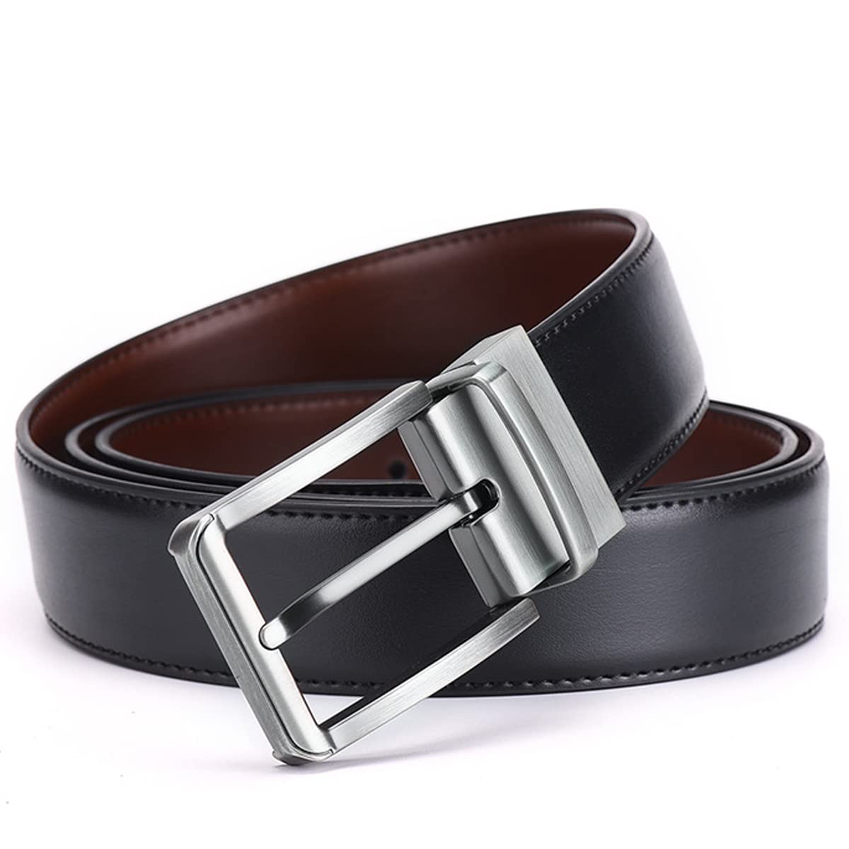 Xcdgiogw Mens Belt-Reversible Belts for Men,1.3" Wide Men's Casual Business Belts(Matte Buckle,46)