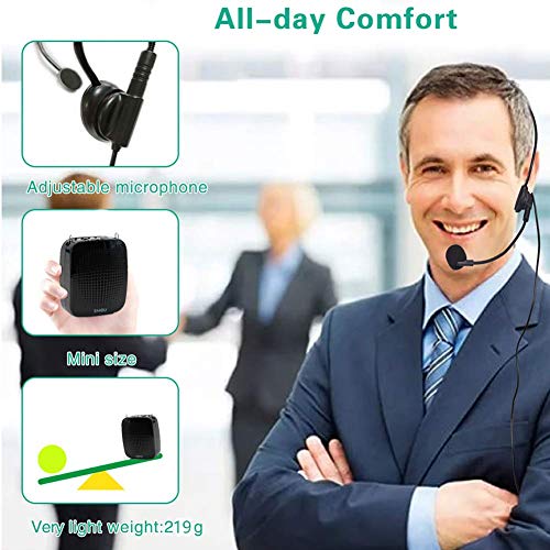 Voice Amplifier with Personal Microphone Headset, 15W Loudly High Fidelity Mini Voice Amplifier, Personal Pa System for Teachers Classroom, Meeting, Tour Guide, Yoga, Presentation, Coaches ect