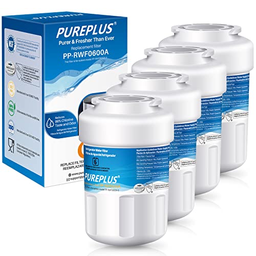 PUREPLUS Water Filter Replacement for HDX FMG-1, PL-100, WFC1201, RWF0600A, PC75009, RWF1060, 197D6321P006, GSE25GSHECSS, Kenmore 469991 Refrigerator Cartridge, 4Pack