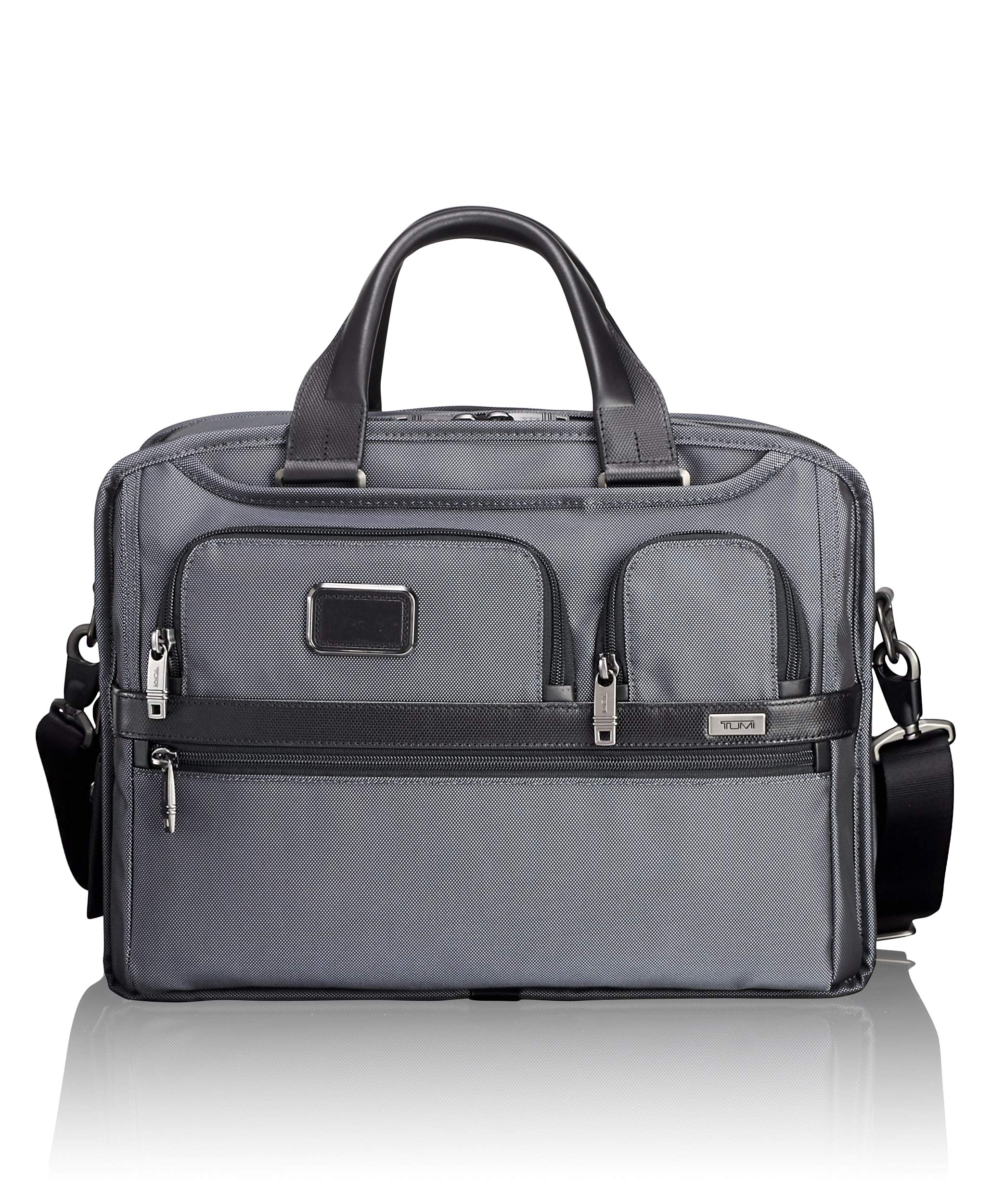 TUMI - Alpha 2 Expandable Organizer Laptop Brief Briefcase - 15 Inch Computer Bag for Men and Women - Pewter