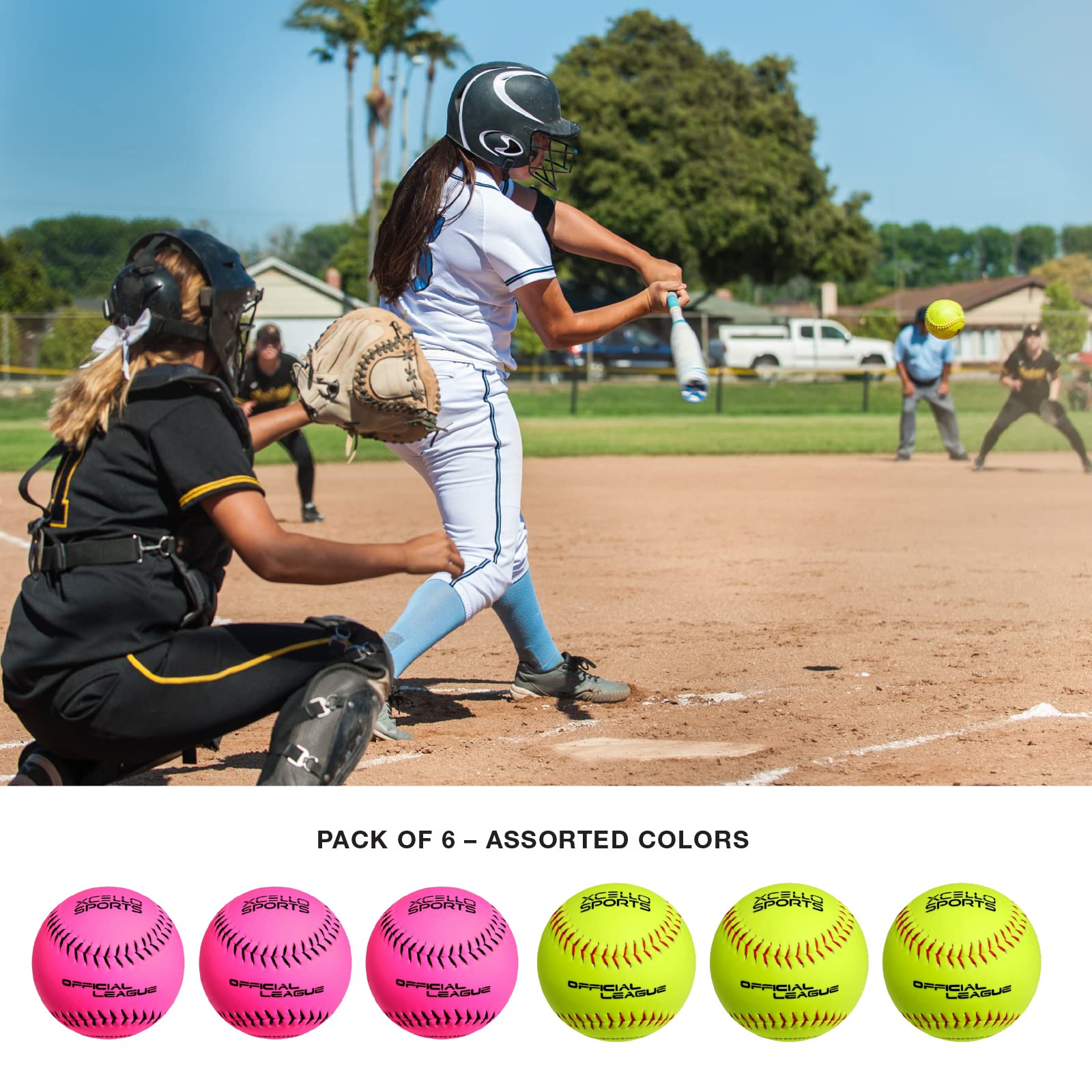 Xcello Sports Official 12" Practice Softball Assortment (Pack of 6)