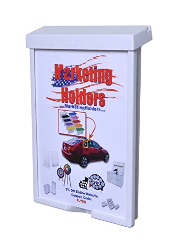 Set of 6, Outdoor Literature Dispenser for 8.25 x 11 Pamphlets with Clear Front Panel, Hinged Top Lid, Semi-Waterproof Brochure Holder for Wall Mount - Plastic, White