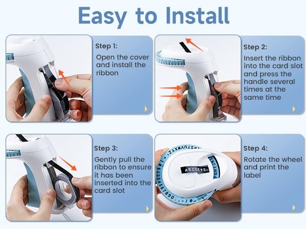Vixic Embossing Label Maker Machine with Tapes, Handheld Retro Embossed Label Maker with 3D Effect Waterproof Tapes for Organization, DIY & Crafting, Blue Vintage Label Maker