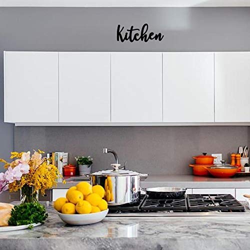 Syfkin Wooden Kitchen Sign Decor, Wall Mount Rustic Modern Farmhouse Home and Kitchen Signs Decorations, 17” x 8” (Black, Kitchen)