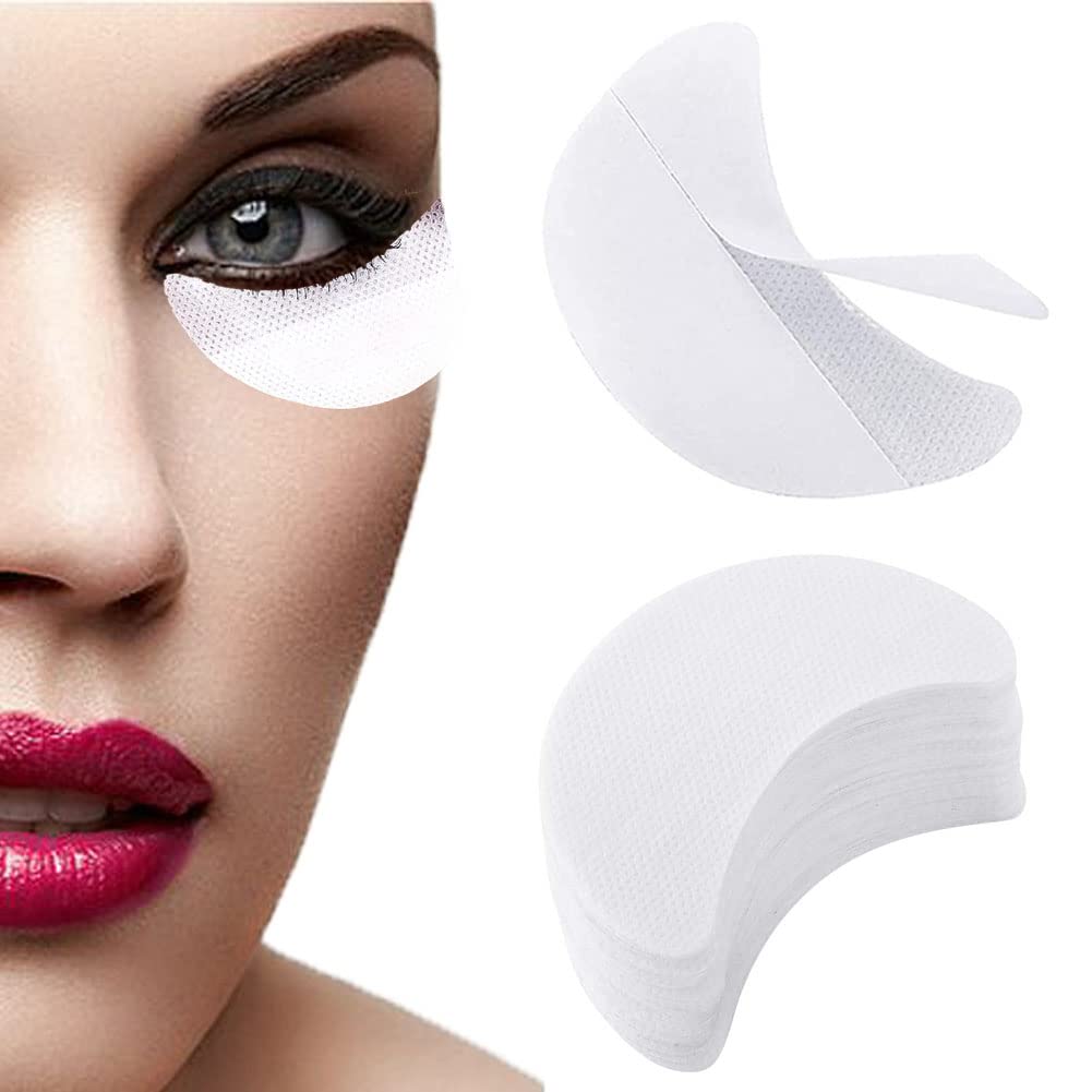VOWAVO Eyeshadow Shields, 100PCS Eyeliner Stencils Makeup Tape Lash Tape for Eyelash Extensions, Perming, Tinting, Lip Makeup - Lint Free Eyeshadow Tape, White, 3.3ââĂ1.9''