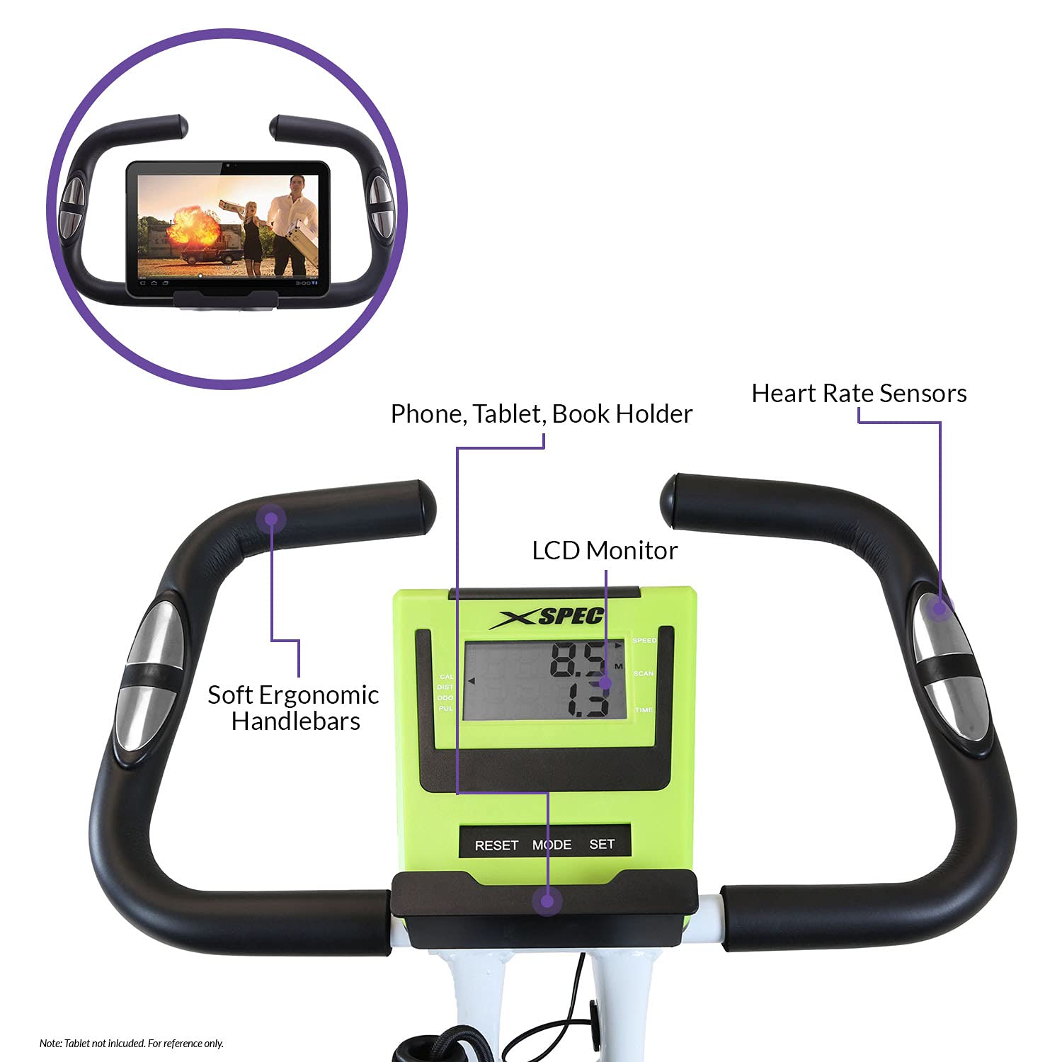 Xspec Indoor Foldable Stationary Upright Exercise Cardio Workout Cycling Bike with 16 Level Resistance & Arm Resistance Bands, Lime