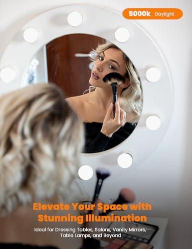 SunLake 12 Pack G25 Vanity Globe Light Bulbs 5 Watt (40 Watt Equivalent) Dimmable, 5000K Daylight LED, Eye Friendly 450 LUMENS, E26 Base, Ideal for Bathroom Makeup Mirror Droplight, Floor lamp