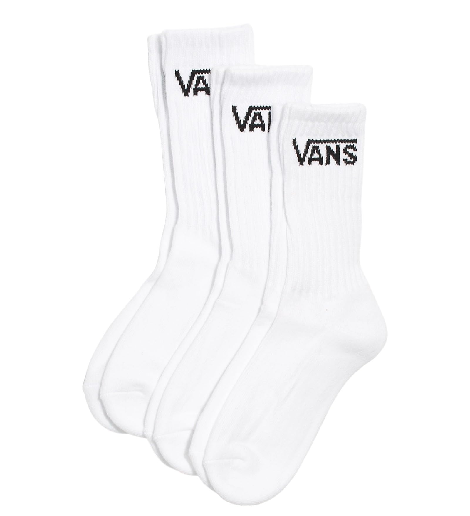 Vans Classic Crew Sock - Boys' - 3-Pack White, 10.0-13.5
