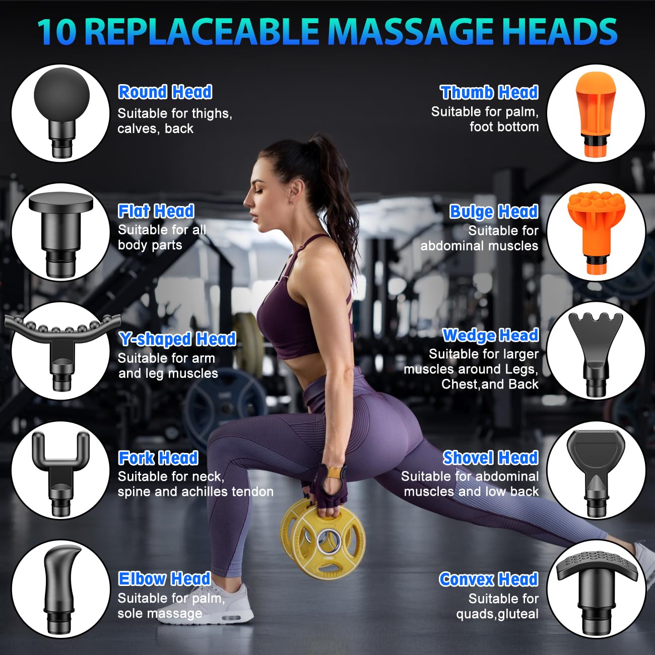 TOLOCO Massage Gun, Deep Tissue Back Massager for Athletes with 10 Massage Heads, Electric Muscle Percussion Massager for Any Pain Relief, FSA and HSA Eligible, Grey