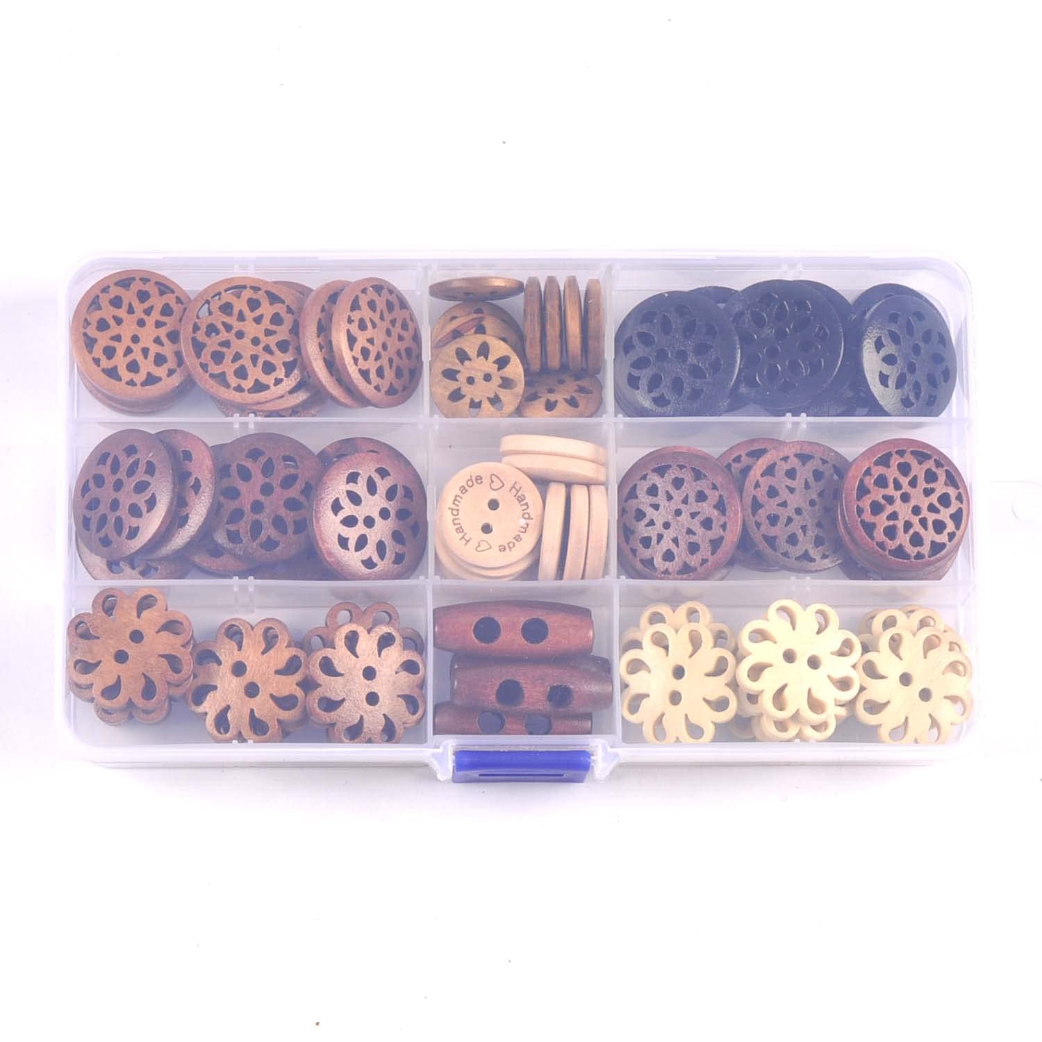 Vintage Wooden Buttons Garment Sewing Accessories Handmade DIY Crafts Supplies Kits 86pcs