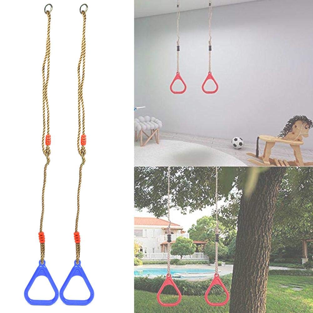 zjchao Gymnastic Rings, Adjustable Gym Fitness Exercise Sports Hanging Ring with Rope for Workout, Strength Training, Pull-Ups and Dips or Children Swing(Blue)