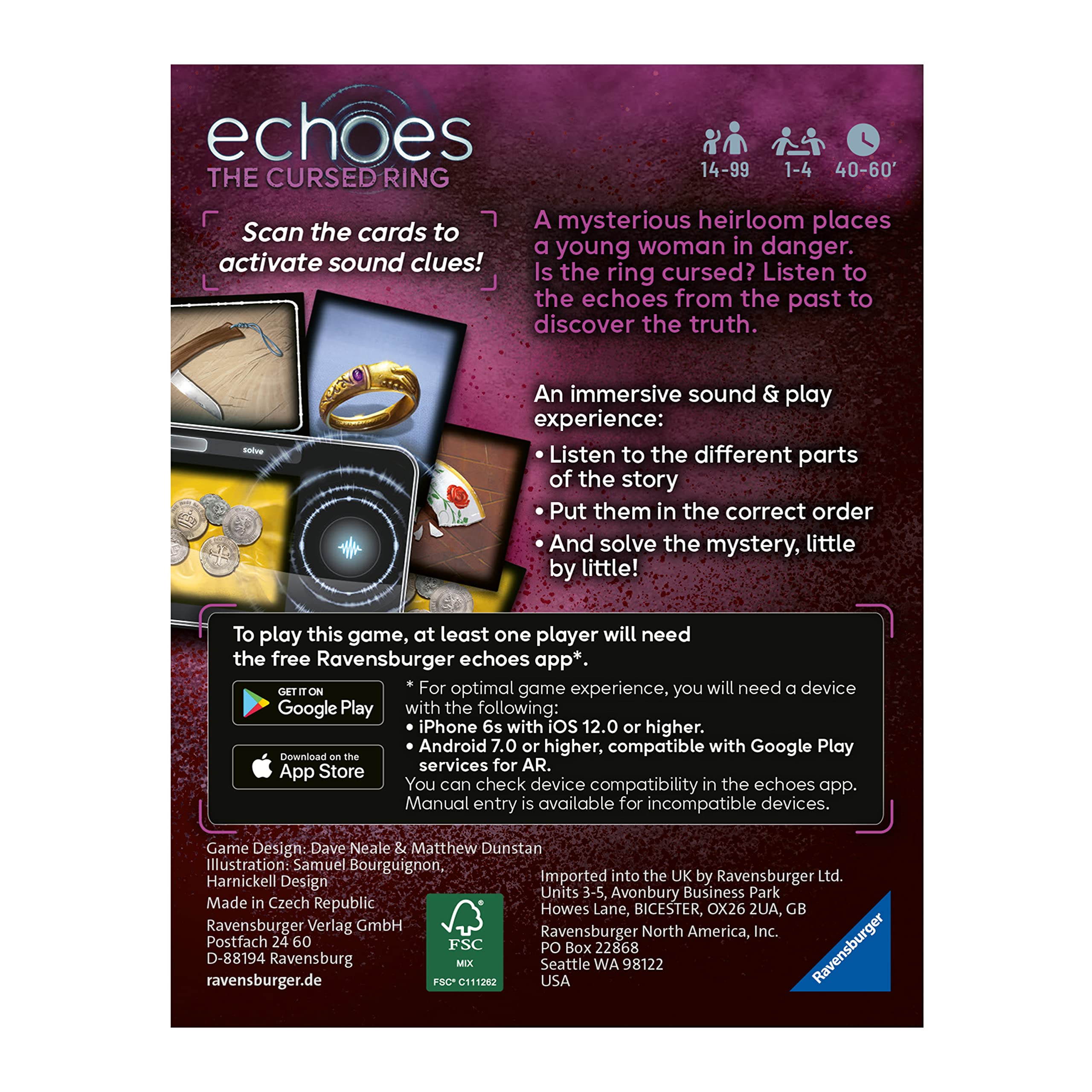 Ravensburger Echoes The Cursed Ring Audio Murder Mystery Game for Adults and Kids Age 14 Years Up