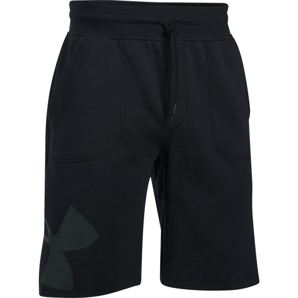Under Armour Men's Rival Fleece Exploded Logo Shorts,Black (001)/Anthracite, Small