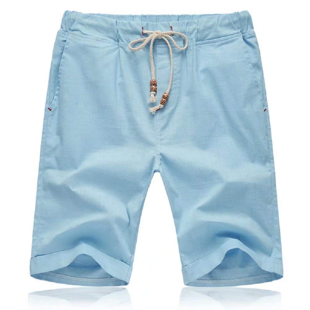 Tansozer Mens Shorts Casual Drawstring Summer Beach Shorts with Elastic Waist and Pockets (Sky Blue, Medium)