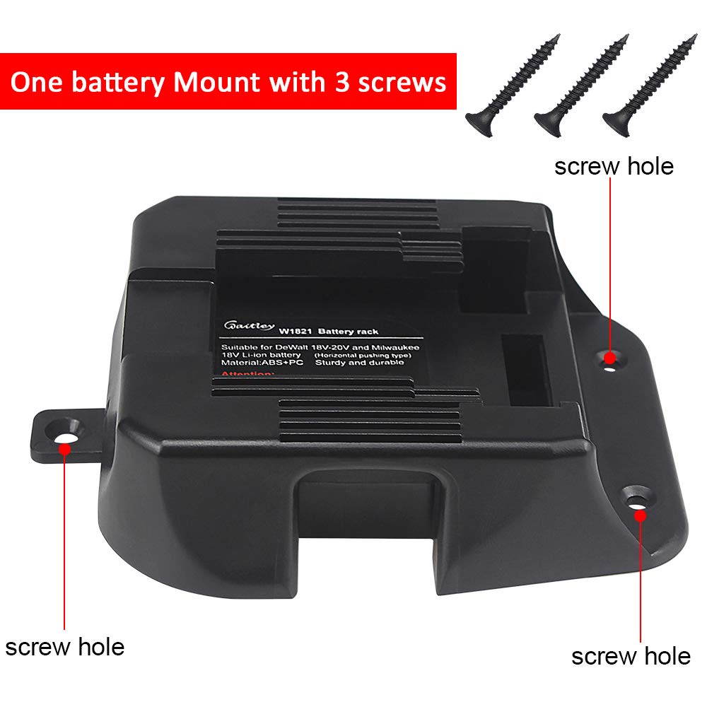 waitley 10-Pack Battery Holder Wall Mount Storage Shelf Rack Compatible with Dewalt 20V DCB200 Lithium Ion Battery and Milwaukee M18 18V Lithium Ion Battery