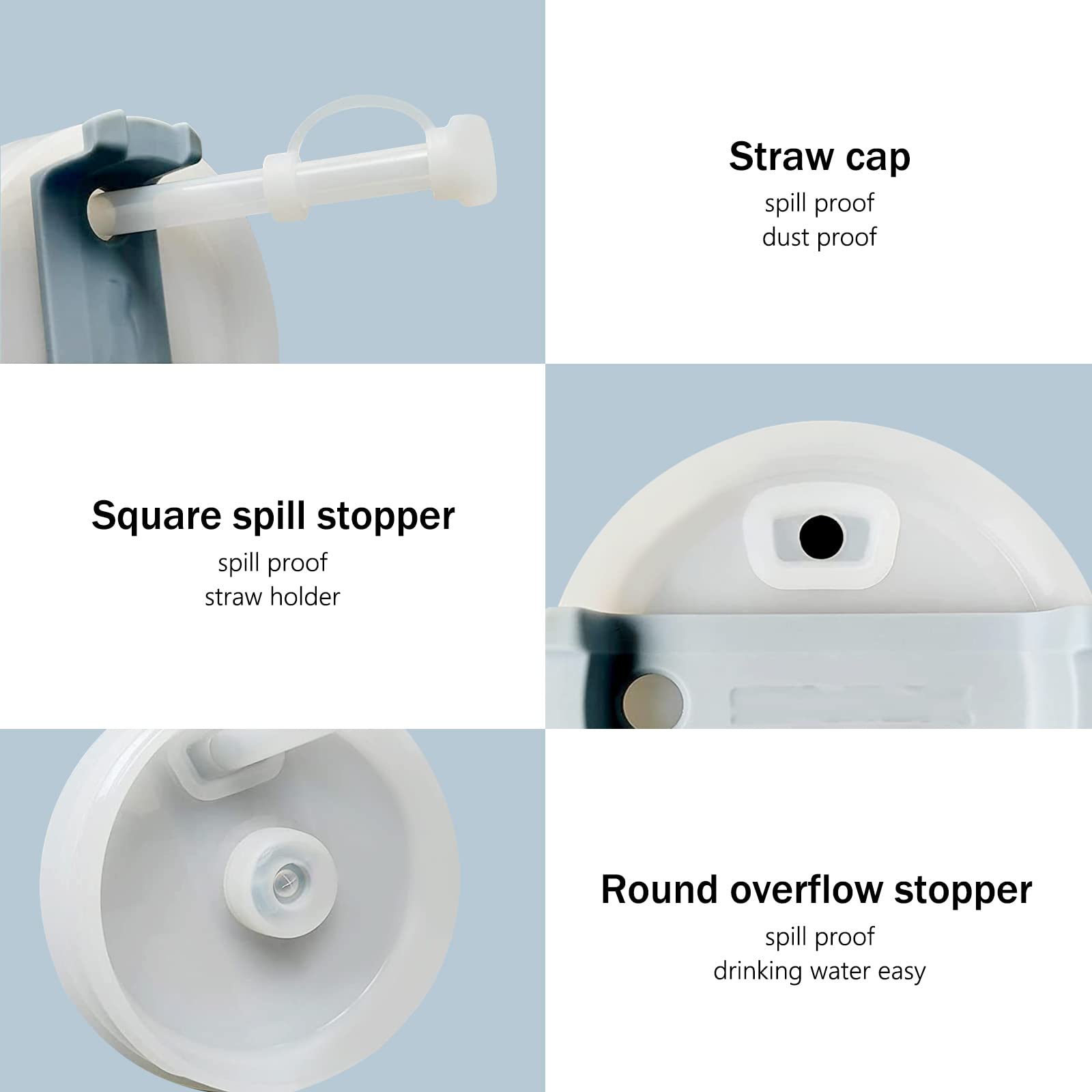 SAPYONY Silicone Spill Proof Stopper Set of 6，Compatible with Stanley 1.0/30&40 Oz Tumbler Handle，2 Straw Cover Cap,2 Square and Round Leak Topper for Cups Accessories,White,3 x 2.7 x 0.4 in,(XG00-1)
